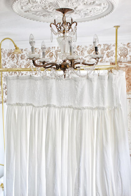 Extra Long White Farmhouse Shower Curtain | Simply French Market