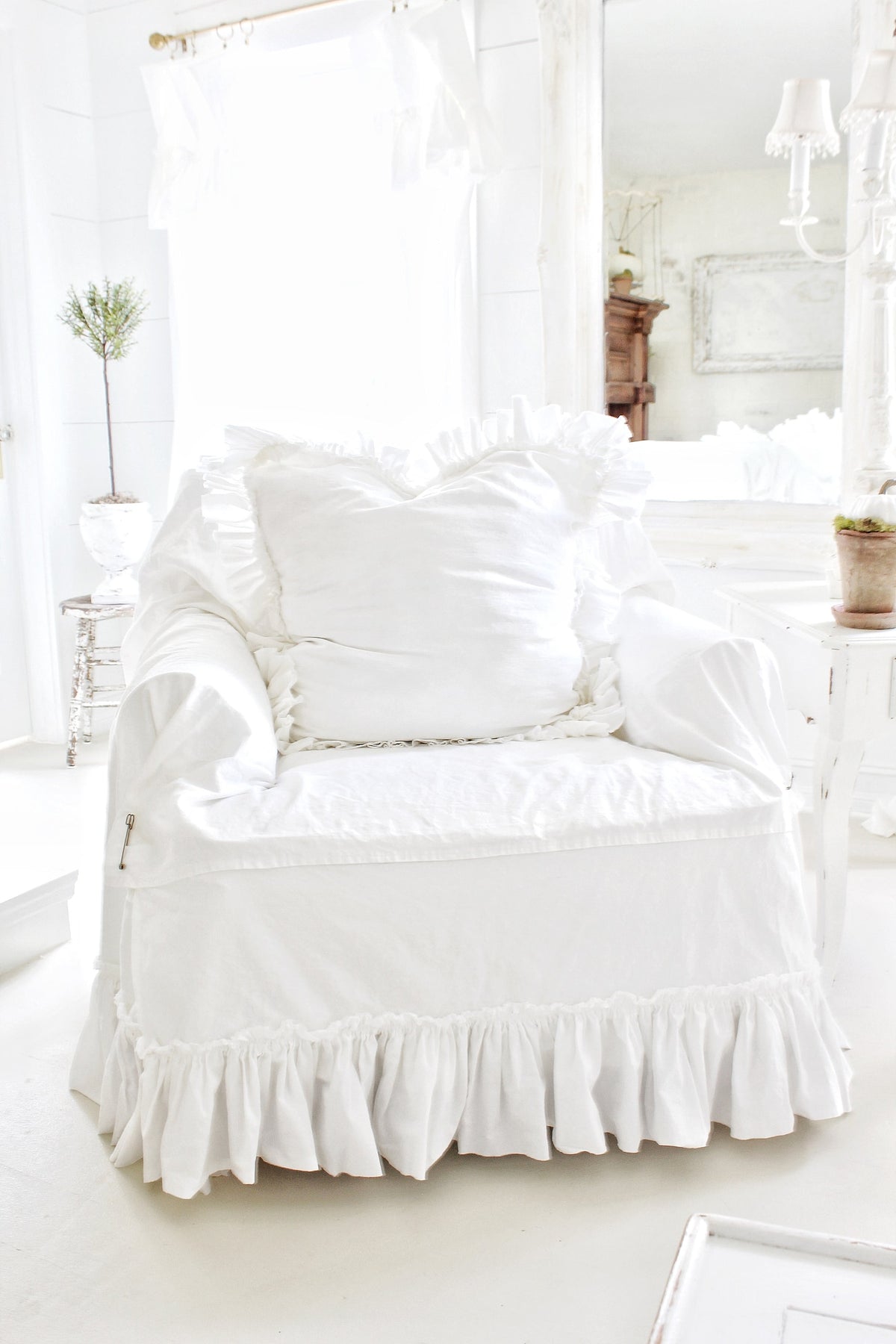 Small Ruffle Furniture Slipcover | Simply French Market