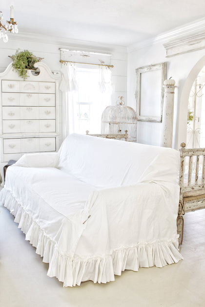 Small Ruffle Furniture Slipcover | Simply French Market